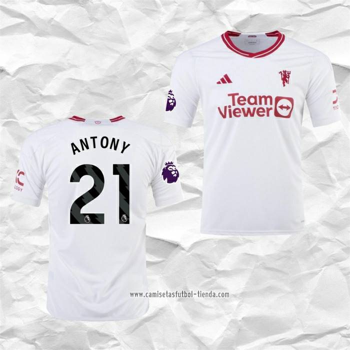 Camiseta Tercera Manchester United Jugador Antony 2023 2024 | Tienda ...